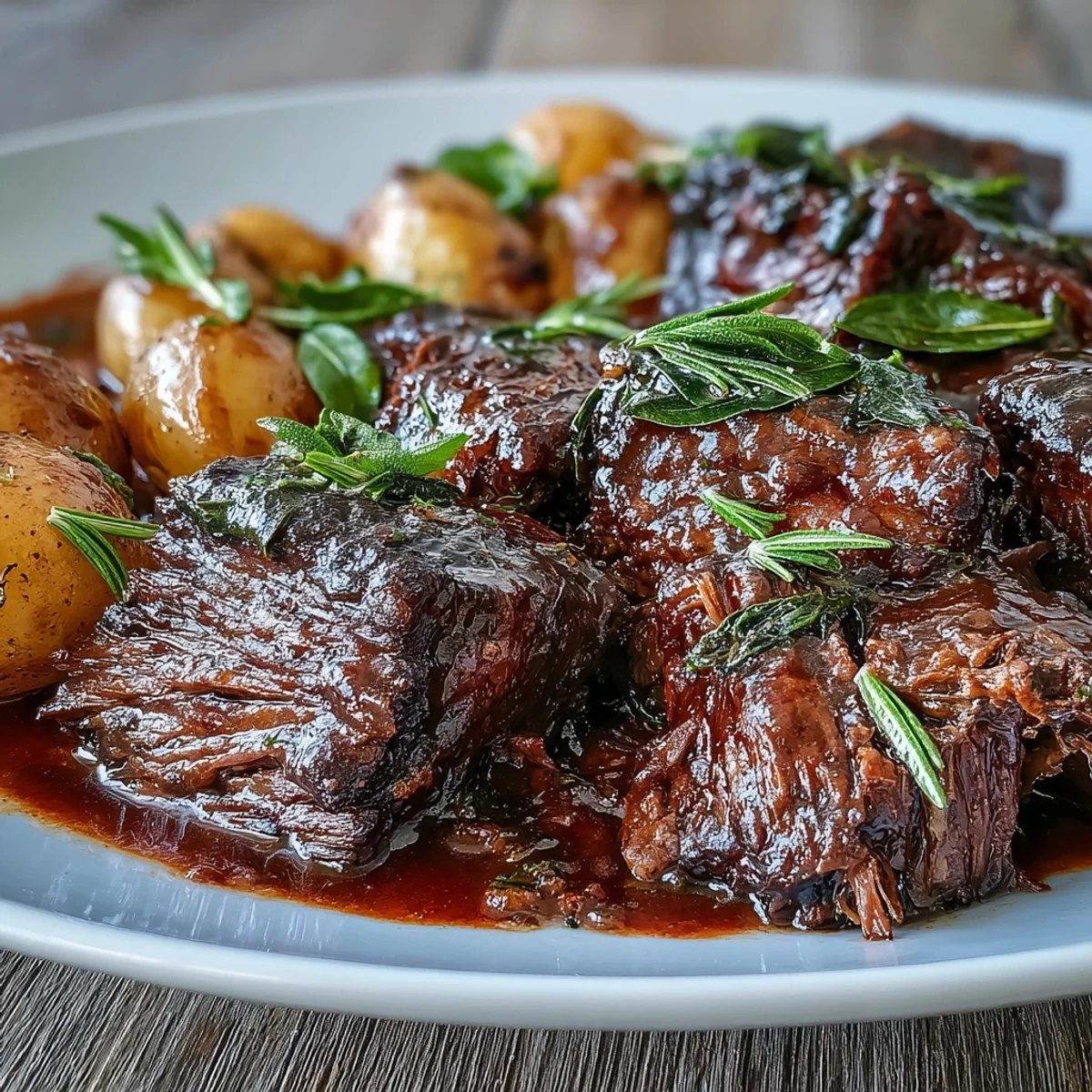 Slow-Braised Beef Pot Roast with Red Wine and Vegetables